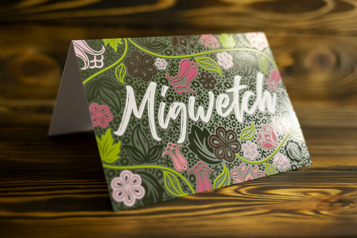 Migwetch (Thank You) Card - Floral – Potawatomi Gift Shop